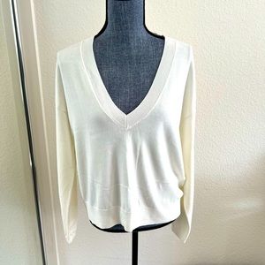Open Edit | Sweaters | Nwt Open Edit Deep V Neck Ivory Sweater | Poshmark